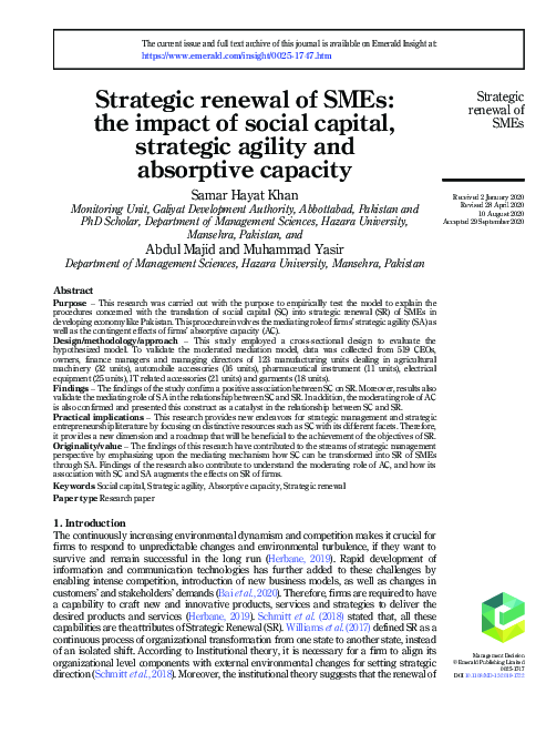 (PDF) Strategic renewal of SMEs: the impact of social capital ...