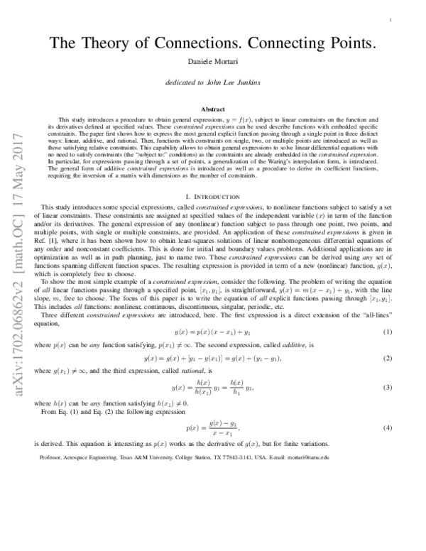 (PDF) The Theory of Connections. Connecting Points