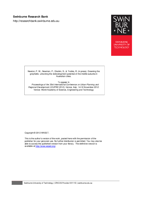 (PDF) Greening The Greyfields: Unlocking The Redevelopment Potential Of ...