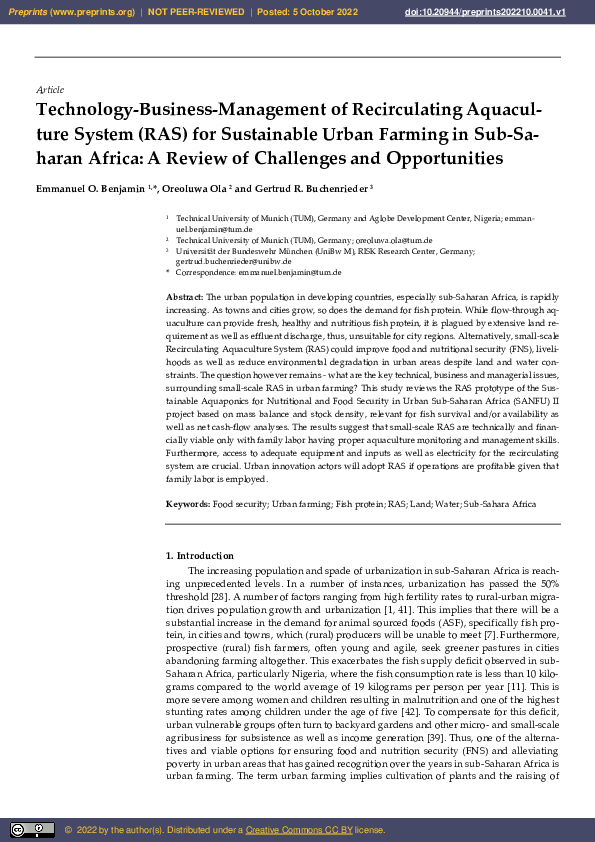 (PDF) Technology-Business-Management of Recirculating Aquaculture ...