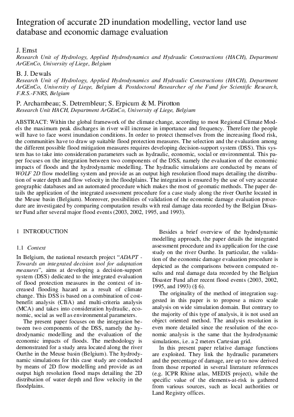 (PDF) Integration of accurate 2D inundation modelling, vector land use database and economic ...