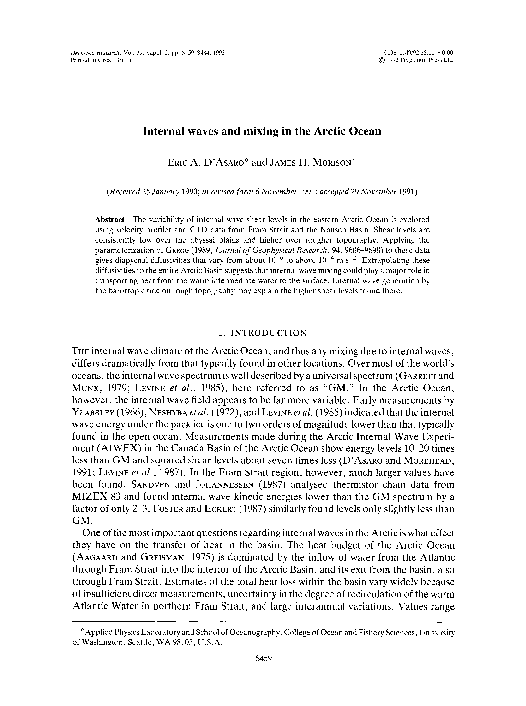 (PDF) Internal waves and mixing in the Arctic Ocean