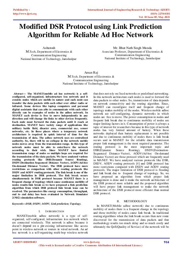 (PDF) Modified DSR Protocol using Link Prediction Algorithm for ...