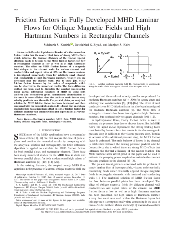 (PDF) Friction Factors in Fully Developed MHD Laminar Flows for Oblique ...
