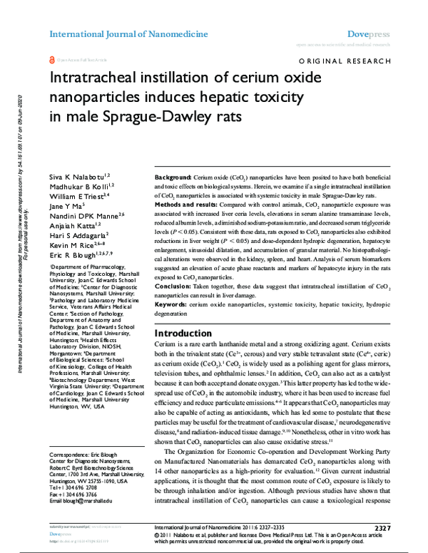 (PDF) Intratracheal instillation of cerium oxide nanoparticles induces hepatic toxicity in male ...