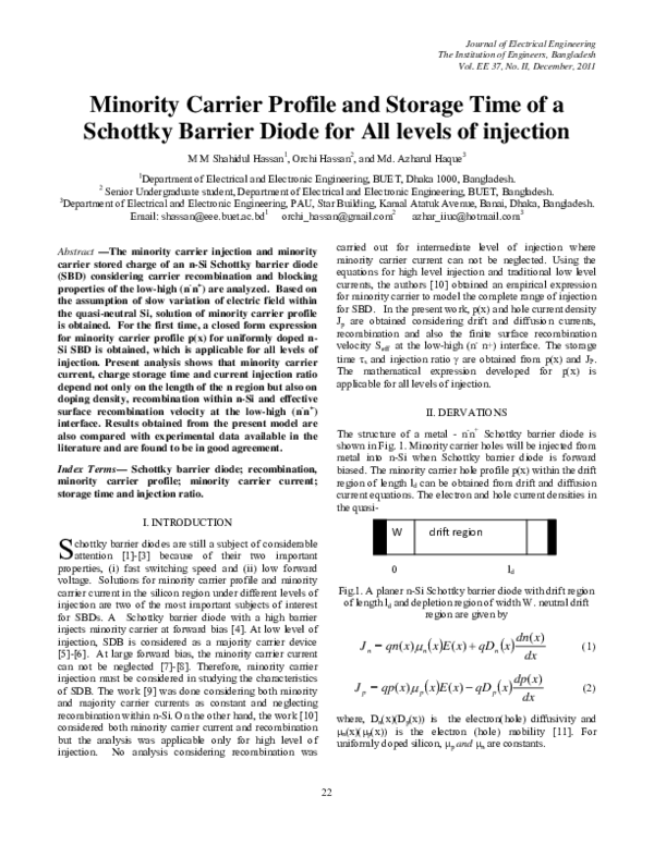 (PDF) Minority Carrier Profile and Storage Time of a Schottky Barrier ...