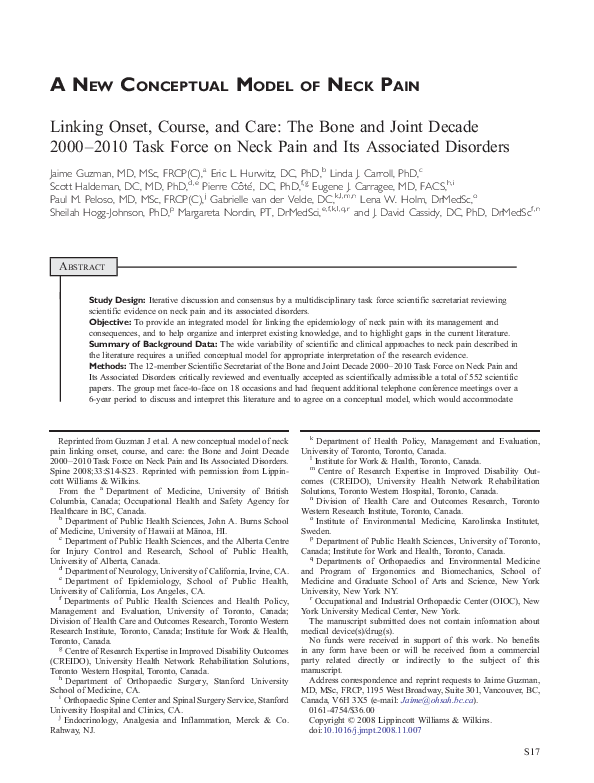(PDF) A New Conceptual Model of Neck Pain