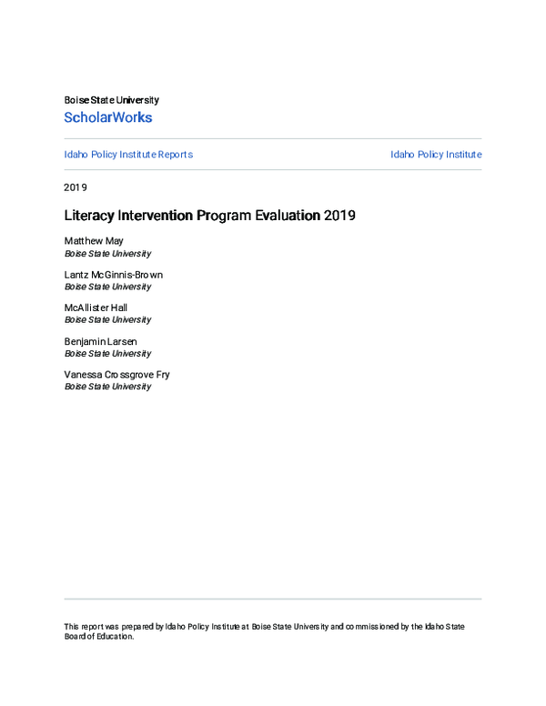 (PDF) Literacy Intervention Program Evaluation 2019