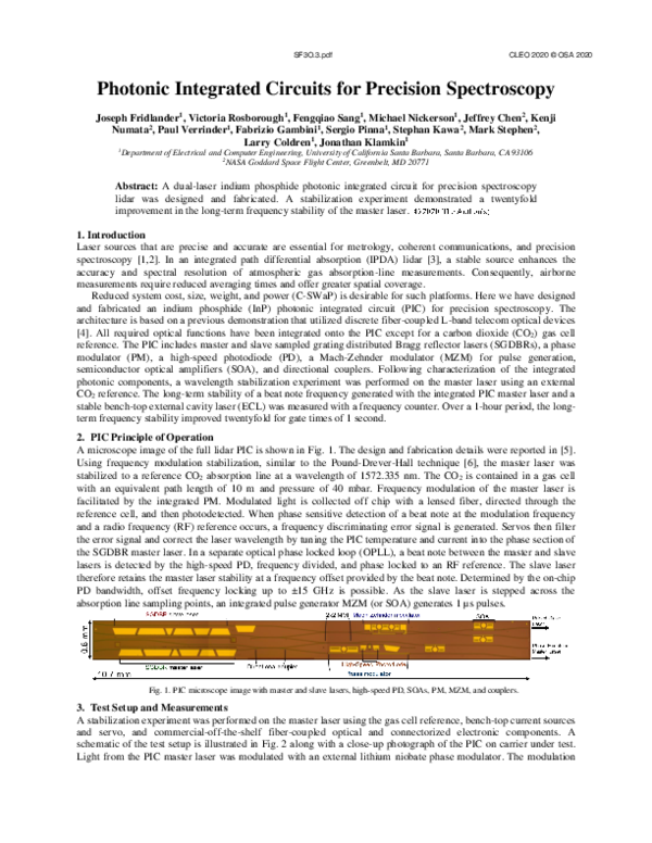 (PDF) Photonic Integrated Circuits for Precision Spectroscopy