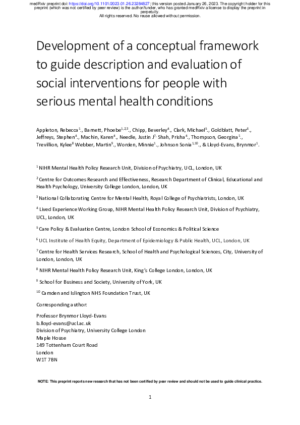 (PDF) Development of a conceptual framework to guide description and ...