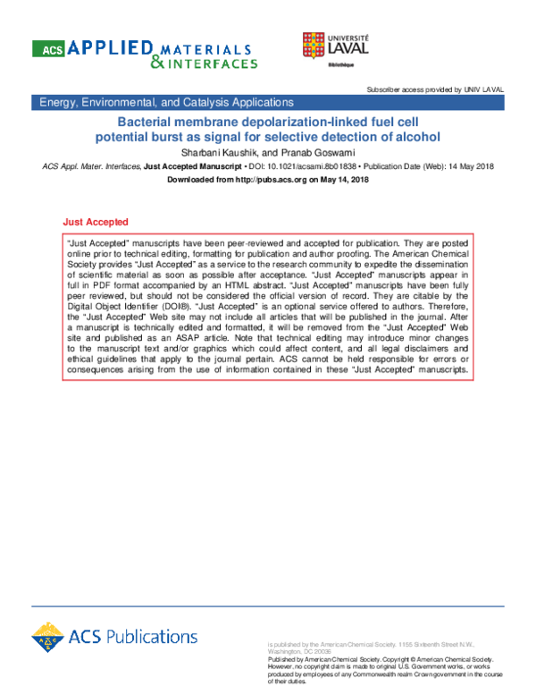 (PDF) Bacterial Membrane Depolarization-Linked Fuel Cell Potential ...
