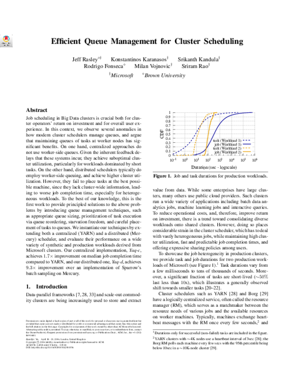 (PDF) Efficient queue management for cluster scheduling