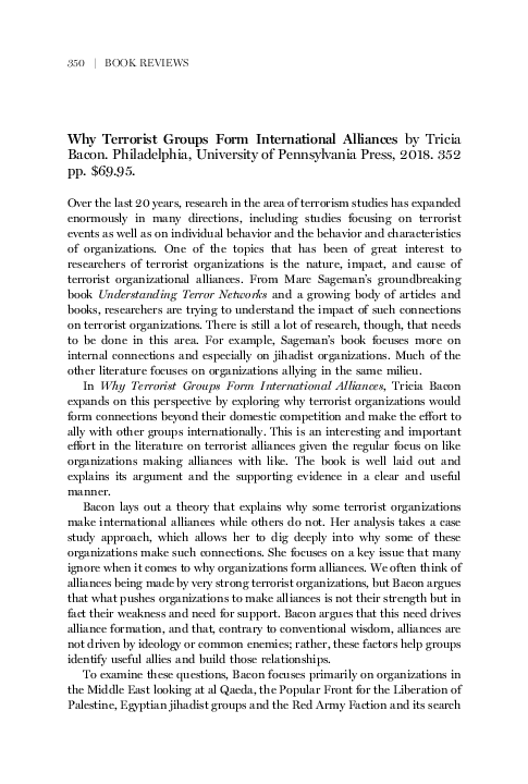 (PDF) Why Terrorist Groups Form International Alliances