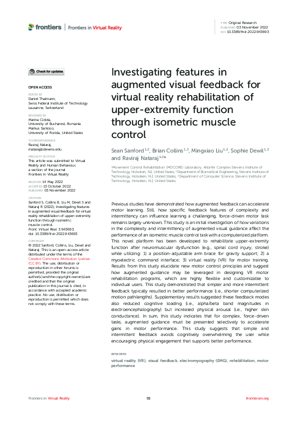 (PDF) Investigating features in augmented visual feedback for virtual ...