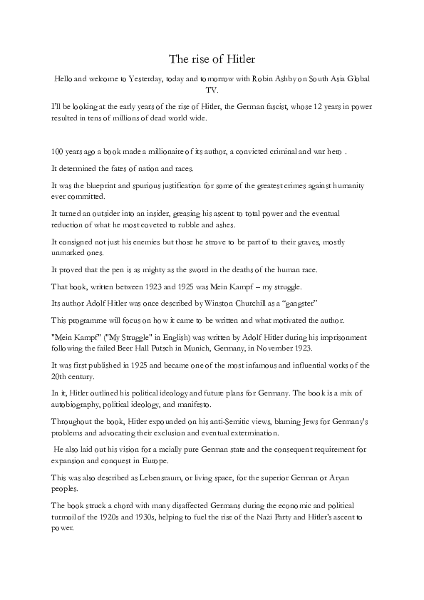 (PDF) The rise of Hitler