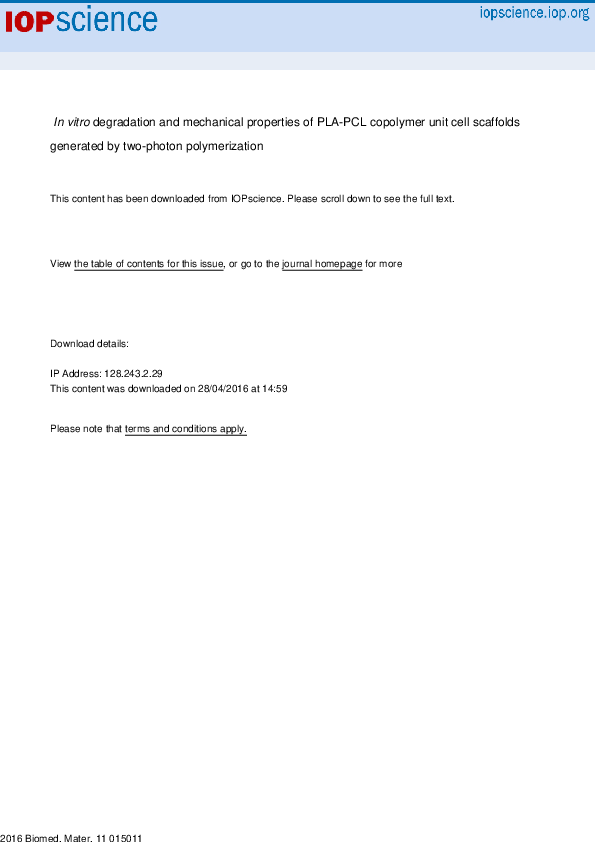 (PDF) In vitro degradation and mechanical properties of PLA-PCL ...