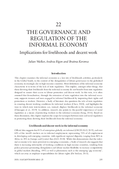 (PDF) THE GOVERNANCE AND REGULATION OF THE INFORMAL ECONOMY ...