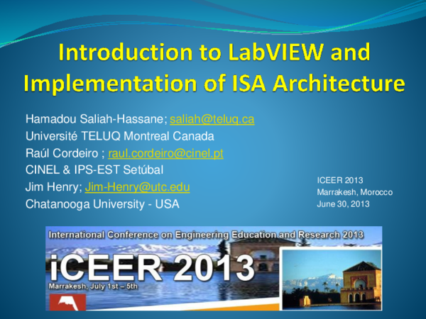 (PDF) Introduction to LabVIEW and Implementation of ISA Architecture
