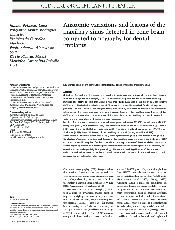 (PDF) Anatomic variations and lesions of the maxillary sinus detected ...