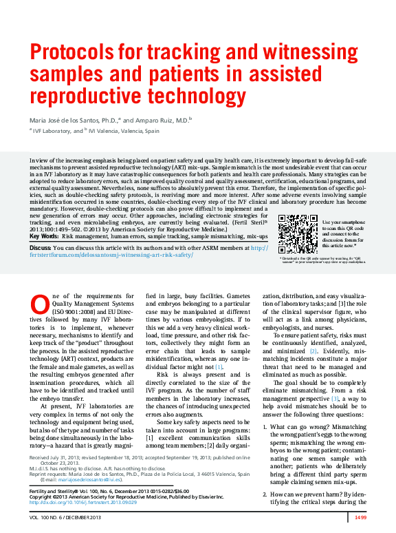 (PDF) Protocols for tracking and witnessing samples and patients in ...
