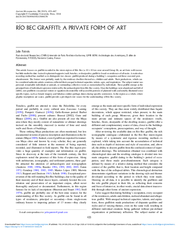 (PDF) Río Bec Graffiti: A Private Form of Art