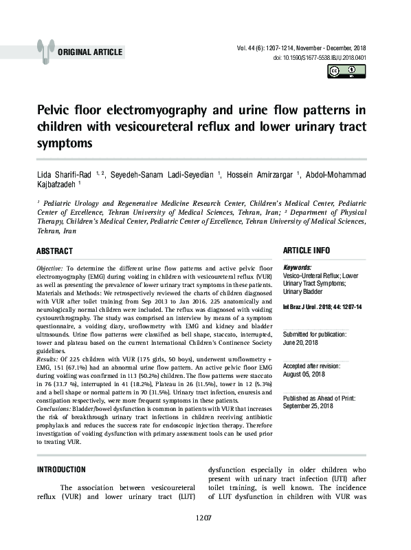 (PDF) Pelvic floor electromyography and urine flow patterns in children ...