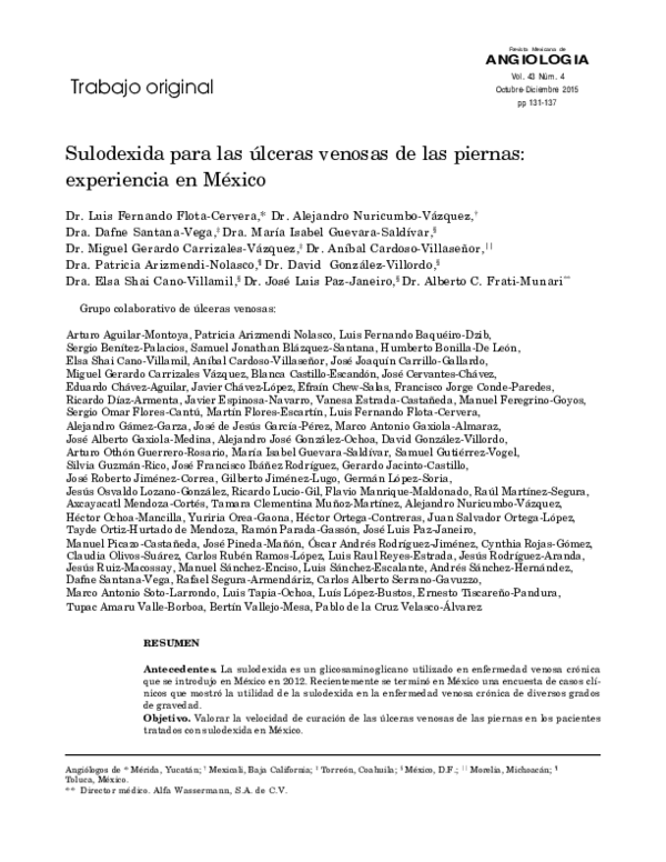 (PDF) Sulodexida para las úlceras venosas de las piernas: experiencia ...