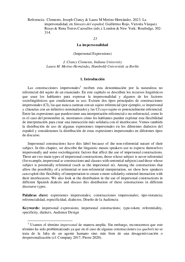 (PDF) La impersonalidad