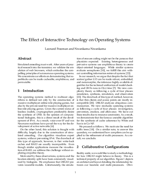 (PDF) The Effect of Interactive Technology on Operating Systems
