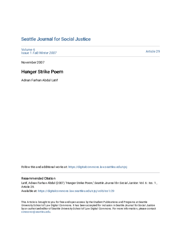 (PDF) Hunger Strike Poem