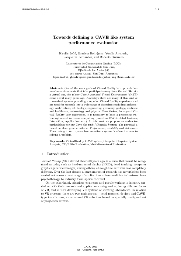 (PDF) Towards defining a CAVE like system performance evaluation