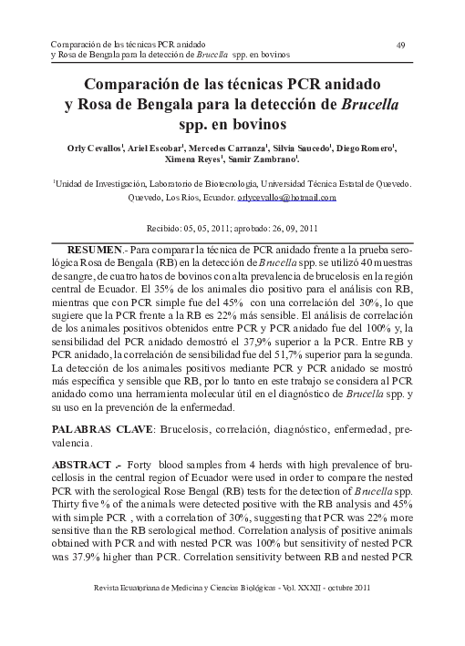 (PDF) Comparación de las técnicas PCR anidado y Rosa de Bengala para la ...