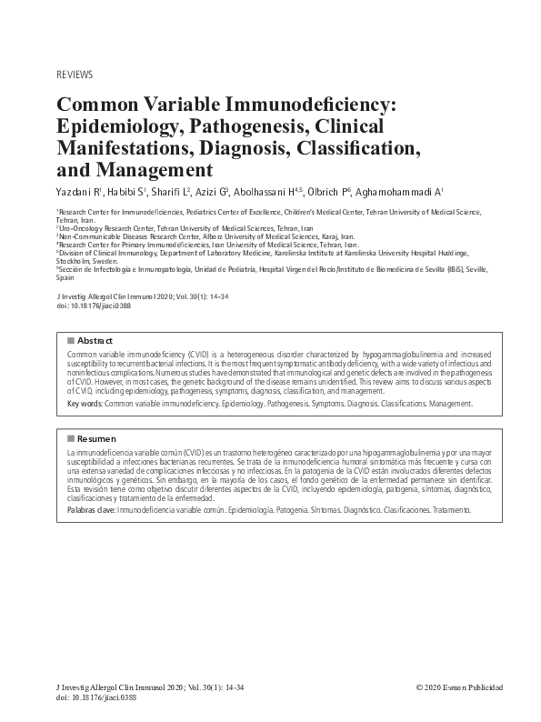 (PDF) Common Variable Immunodeficiency: Epidemiology, Pathogenesis ...