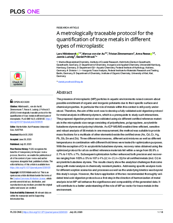 (PDF) A metrologically traceable protocol for the quantification of trace metals in different ...