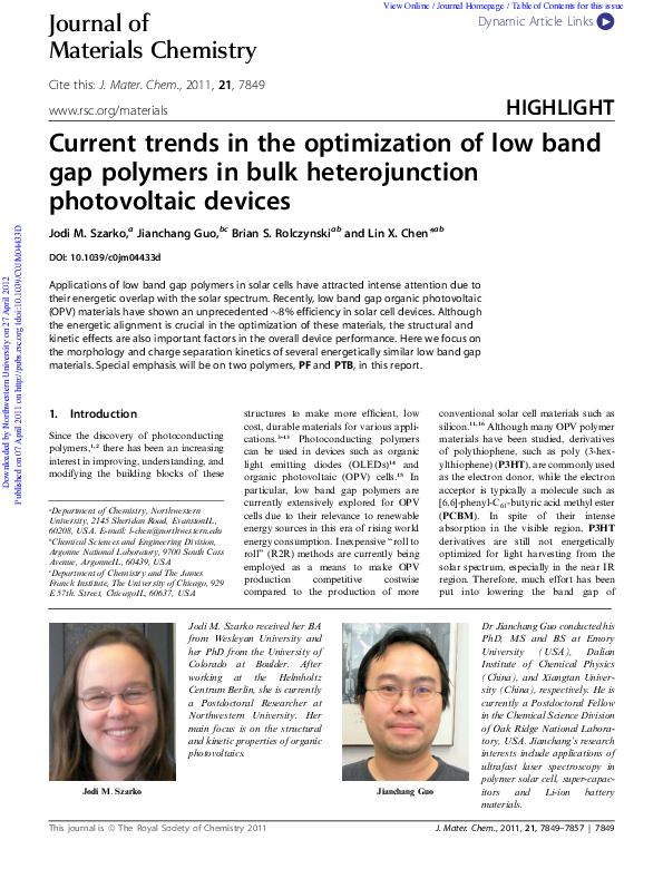 (PDF) Current trends in the optimization of low band gap polymers in ...