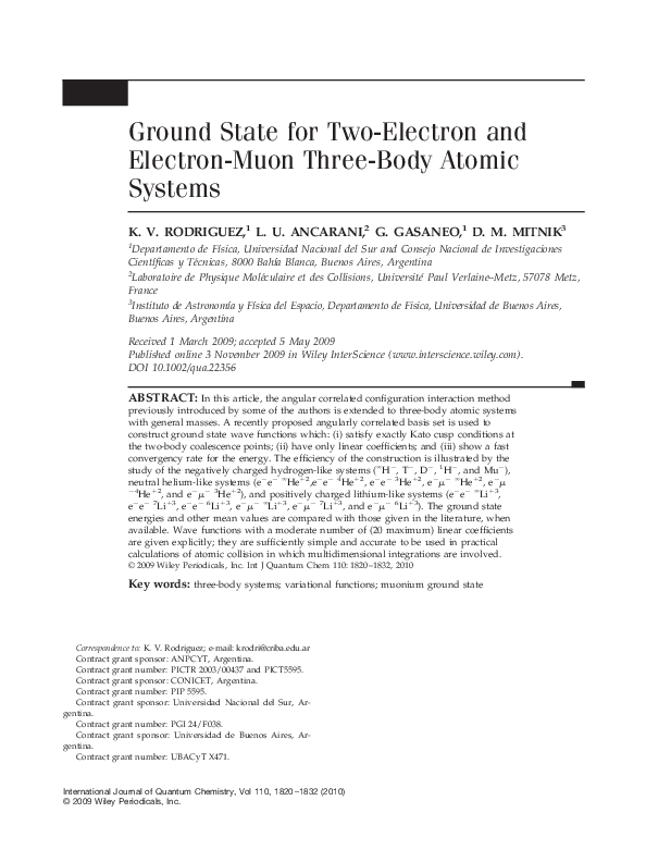 (PDF) Ground state for two-electron and electron-muon three-body atomic ...