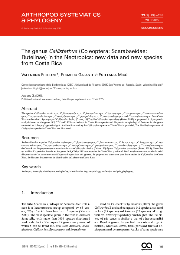 (PDF) The genus Callistethus (Coleoptera: Scarabaeidae: Rutelinae) in ...