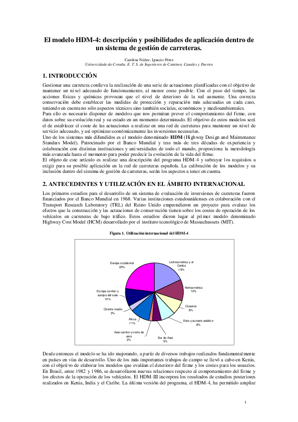 (PDF) El modelo HDM-4: descripción y posibilidades de aplicación dentro ...