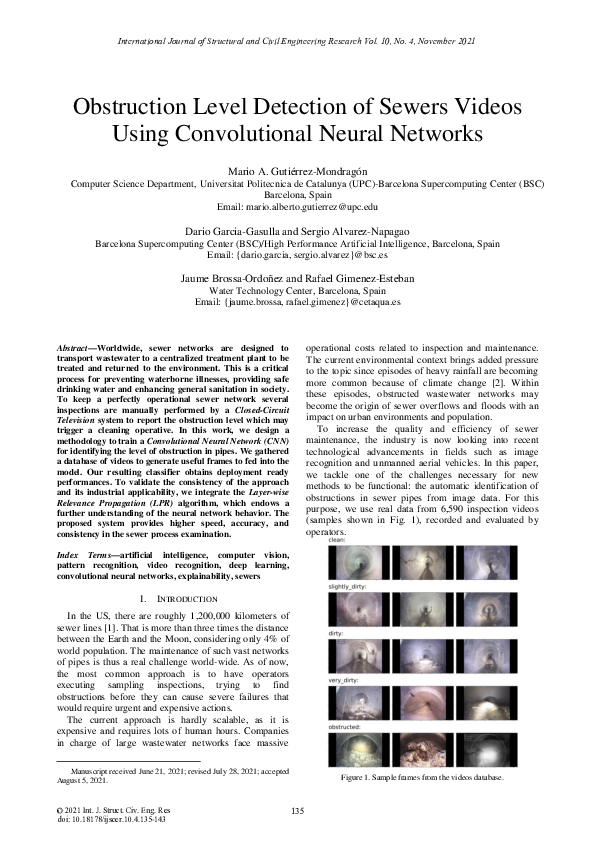(PDF) CNN-based Obstruction Detection in Sewers