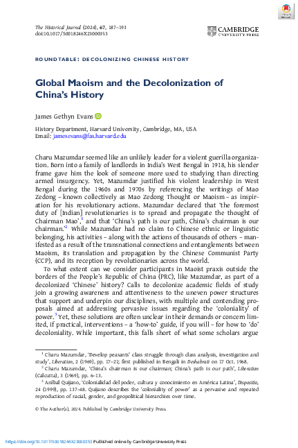 (PDF) Global Maoism and the Decolonization of China’s History
