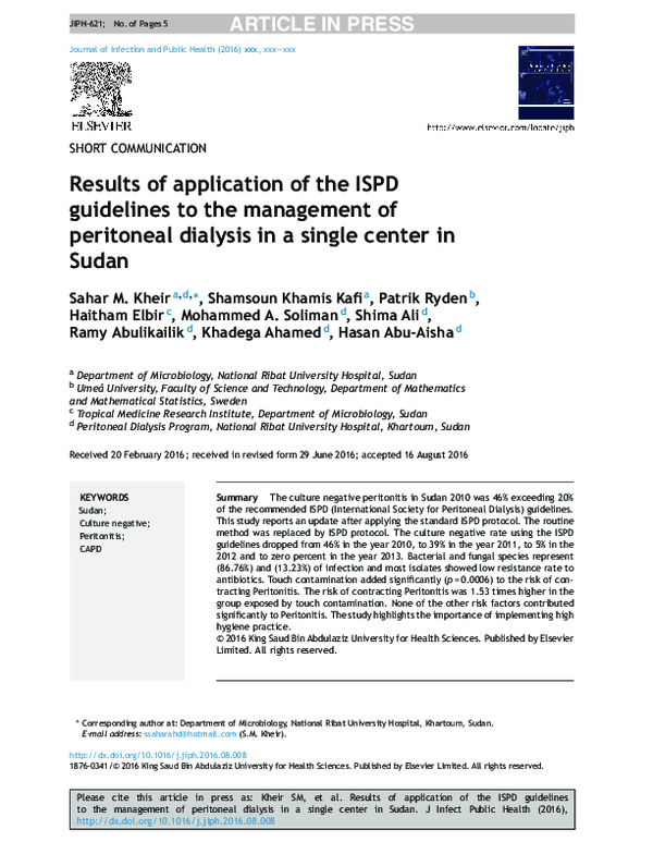 (PDF) Results of application of the ISPD guidelines to the management ...