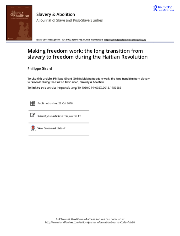 (PDF) “Making Freedom Work: The Long Transition from Slavery to Freedom during the Haitian ...