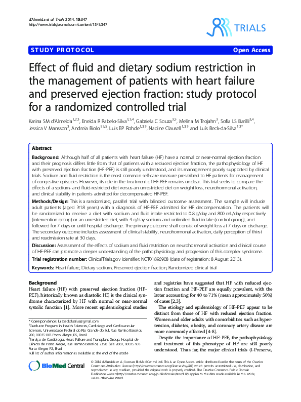 (PDF) Effect of fluid and dietary sodium restriction in the management ...
