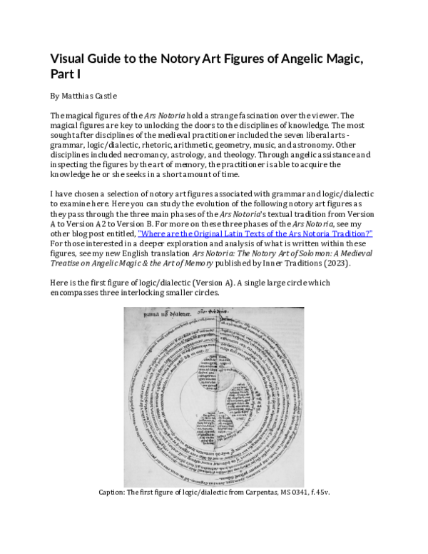 (PDF) Visual Guide to the Notory Art Figures of Angelic Magic, Part I