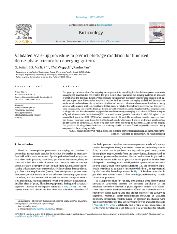 (PDF) Validated scale-up procedure to predict blockage condition for ...