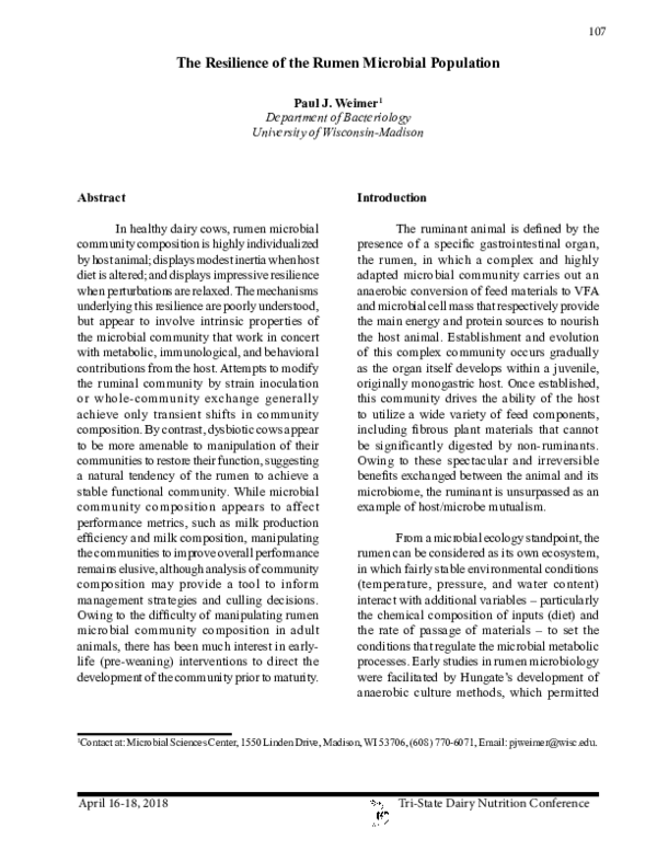 (PDF) The resilience of the rumen microbial population