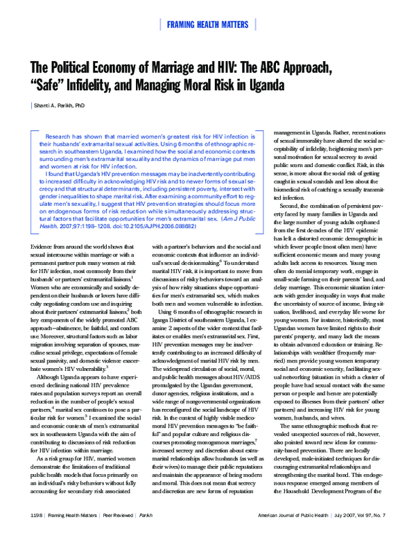 (PDF) The Political Economy of Marriage and HIV: The ABC Approach ...