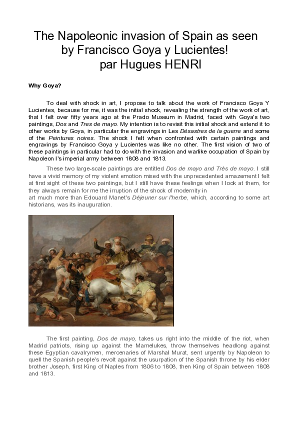(PDF) The Napoleonic invasion of Spain as seen by Francisco Goya y ...