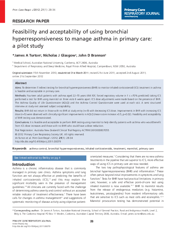 (PDF) Feasibility and acceptability of using bronchial ...