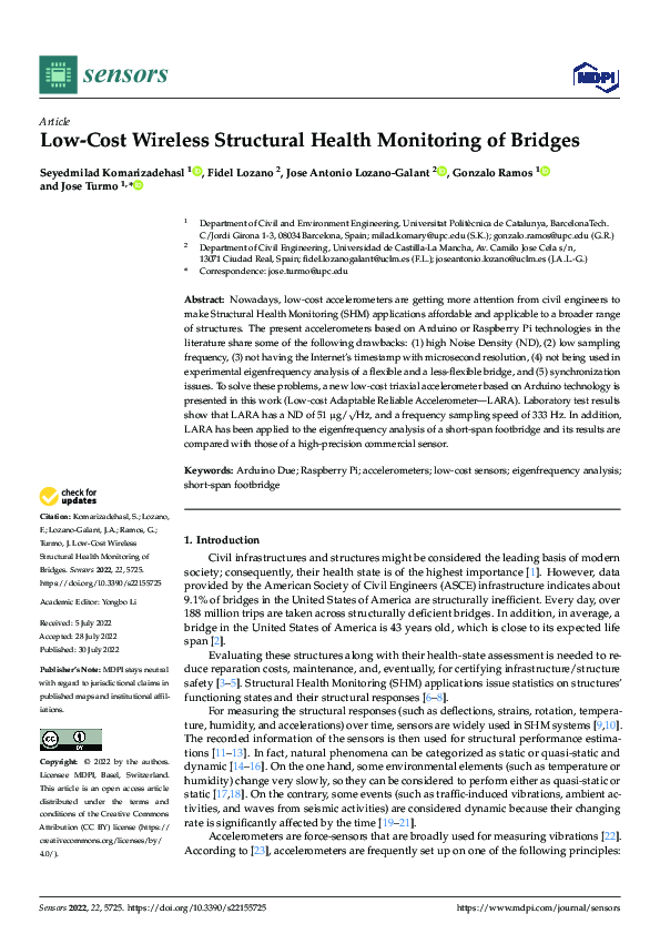 Pdf Low Cost Wireless Structural Health Monitoring Of Bridges